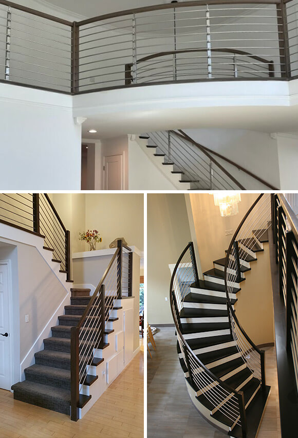 Stainless Steel and Cable Stair Banner - Santa Fe Stair Co.